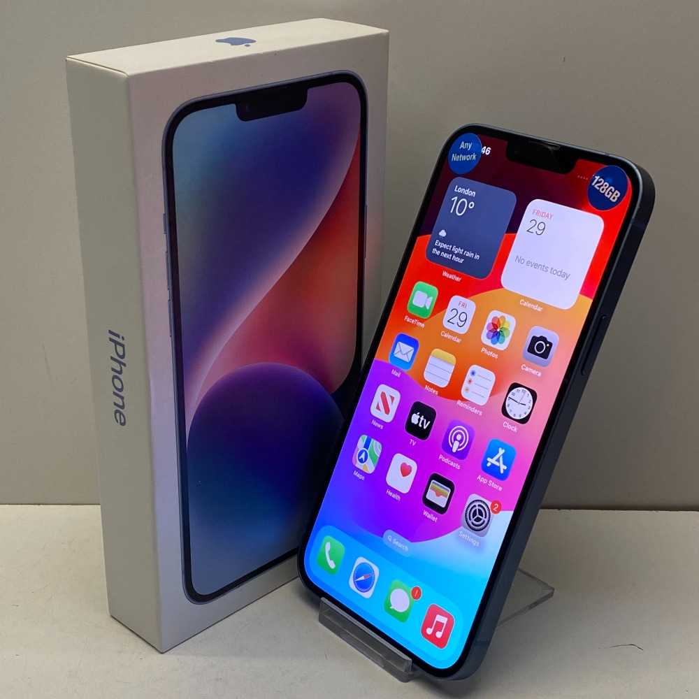 Used Apple iPhone 14 Plus Unlocked Model A2886 128GB Blue Boxed - Own4Less